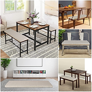 baibu 40 Inch Metal Bench Cushion with Ties, Non-Slip Rectangle Bench Seat Cushion Kitchen Bench Cushion with Machine Washable Cover - One Pad Only (Beige, 40x15x1.5in)