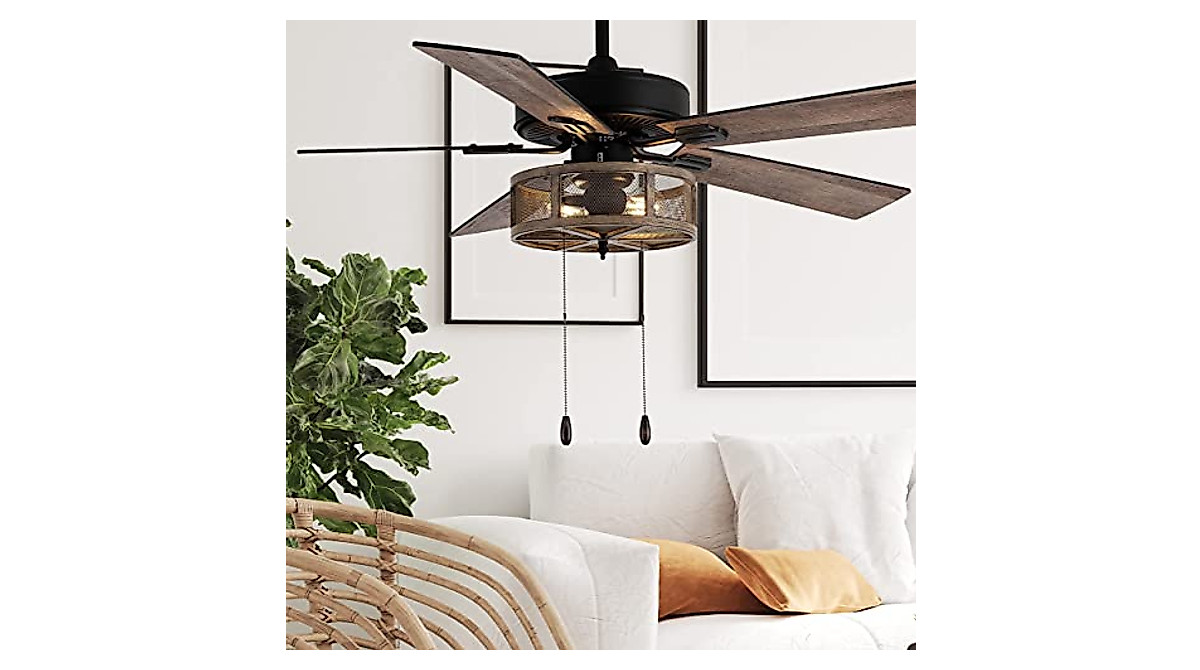52" Farmhouse LED Ceiling Fan | Rustic Industrial Style