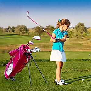 Junior Complete Golf Club Set 20 Piece Right Hand for Girls Kids Children, Includes Oversize Driver, 5# Hybrid,7# & SW# Irons,Free Putter, Stand Bag, PU Golf Balls and Wooden Golf Tees, Right Hand