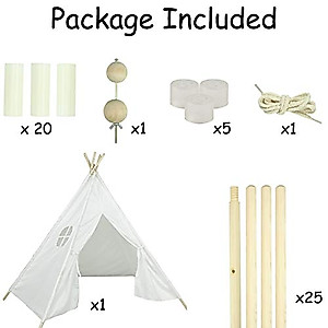 Ogrmar Kids Teepee Play Tent Foldable White Canvas Kids Playhouse Portable Kids Tent for Girls and Boys to Play Indoor and Outdoor