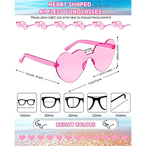 Frienda 20 Pairs Heart Shaped Sunglasses Rimless Candy Color Glasses for Women Men Party Favor(Pink)