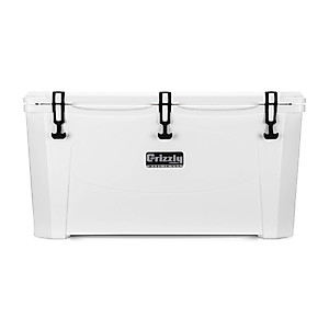 Grizzly 100 Cooler | 100 qt Ice Chest Durable Rotomolded Insulated | Made in USA | Warranty for Life | For Beach Boat Camping Fishing Hunting | G100 | White
