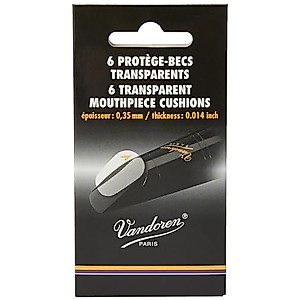 Vandoren VMC6 Mouthpiece Cushions; Clear; Thin; 0.35mm/.014"; Pack of 6