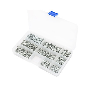 LBY 900pcs M2.3 M2.6 M3 Pan Head Self-Tapping Sheetmetal Screw Assortment Kit, Carbon Steel, Zinc-Plated