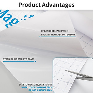 MAGIDEKOR Window Privacy Film with Installation Tools,Frosted Glass Window Film,Heat Blocking Static Clings Reusable Frosting Window Film for Bathroom Home Office,17.5 Inch X 6.5 Feet