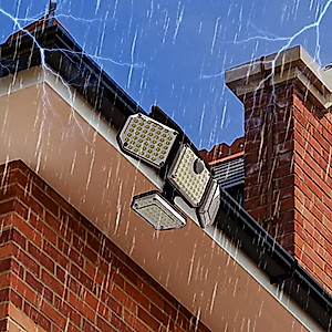 VORZU Solar Motion Light Outdoor, LED Security Flood Lighting with 3 Modes, Dusk to Dawn Sensor Luminaires Waterproof Exterior Wall Lamp for Garage, Garden, Yard, Patio and Porch, 2 Pack