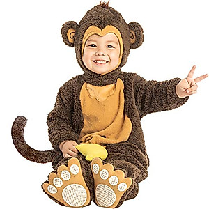 Spooktacular Creations Halloween Baby Monkey Costume with Toy Banana, Toddler Unisex Cute Little Halloween Dress Up, Animal Themed Party (12-18 months)