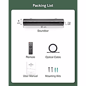 ULTIMEA Sound Bars for TV, 22'' TV Sound Bar, Deep Bass+/- TV Soundbar, Built-in 4 Speakers, 6 EQ Surround Sound Soundbar for TV Speakers, ARC/Optical/Bluetooth/AUX Home Theater Speakers-60W