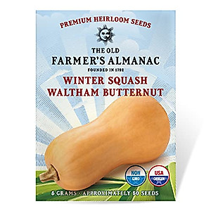 The Old Farmer's Almanac Heirloom Winter Squash Seeds (Waltham Butternut) - Approx 40 Seeds - Non-GMO, Open Pollinated, USA Origin