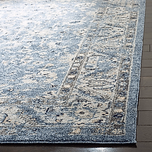 SAFAVIEH Charleston Collection Area Rug - 6'7" Square, Navy & Light Grey, Oriental Distressed Design, Non-Shedding & Easy Care, Ideal for High Traffic Areas in Living Room, Bedroom (CHL413N)
