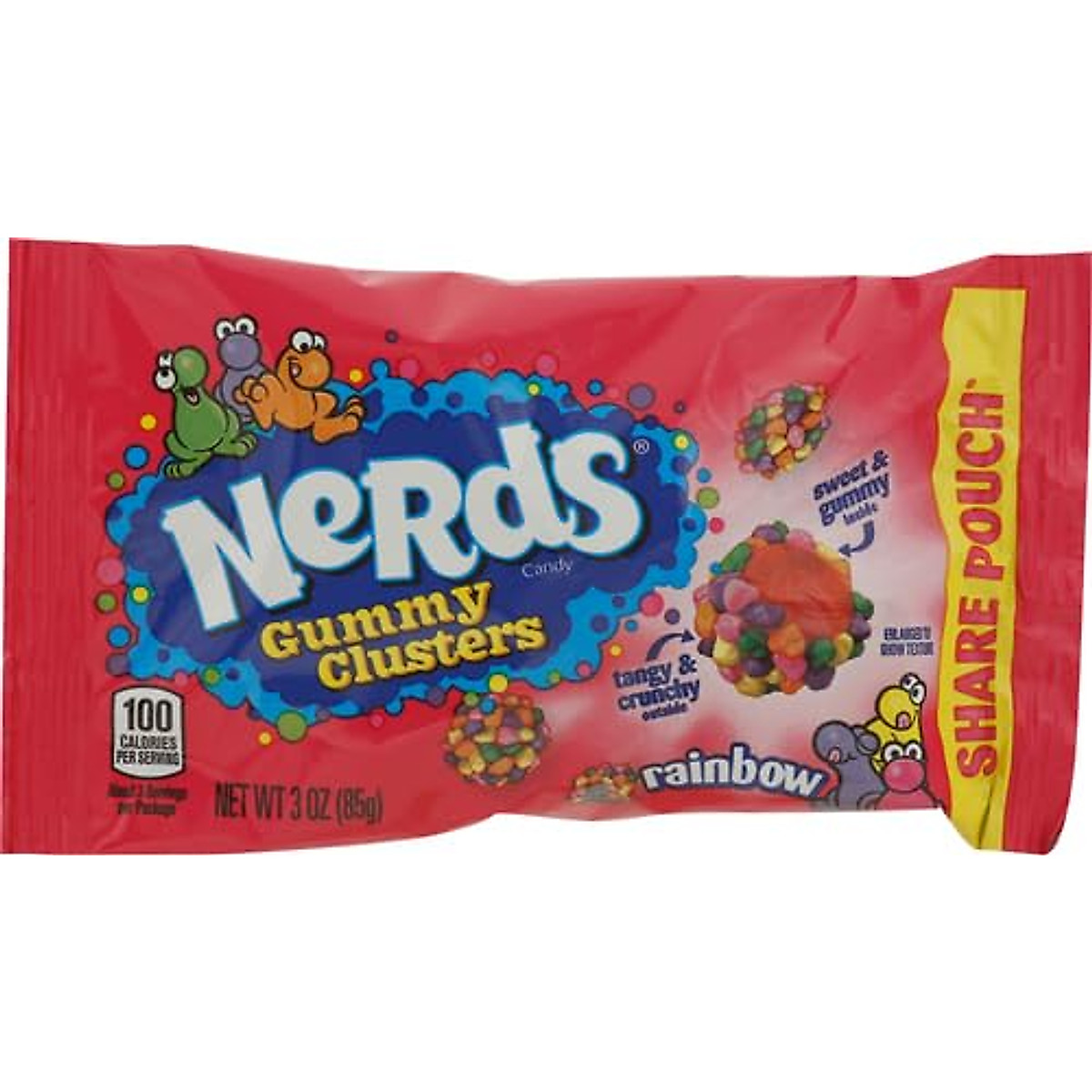 Nerds Gummy Clusters Candy, Rainbow, 3 Ounce Pouches (Pack of 12)