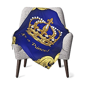 ANEWNICE Lingtoolator oyal Blue Gold Prince Crown Baby Blanket Super Soft 30 X 40 Inch, Receiving Blankets (Royal Blue Gold Prince Crown)