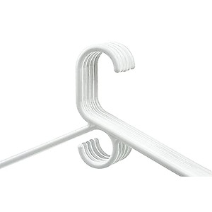 Plastic Hangers HD Heavy Duty, 32 Pcs. White Color, Made in USA, 3/8” Thickness, Durable, Tubular, Lightweight, for Clothes, Coat, Pants, Shirts, Dress, TINEFF, Free and Quick delivery from USA