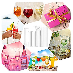 AOTWAN 20 Pack Glass Straws Drinking Reusable,Size 8.5''x10MM and 6''x10MM,Glass Straws Shatter Resistant Including 12 Straight and 4 Bent with 4 Brushes, Reusable Glass Straws for Cocktail,Juice