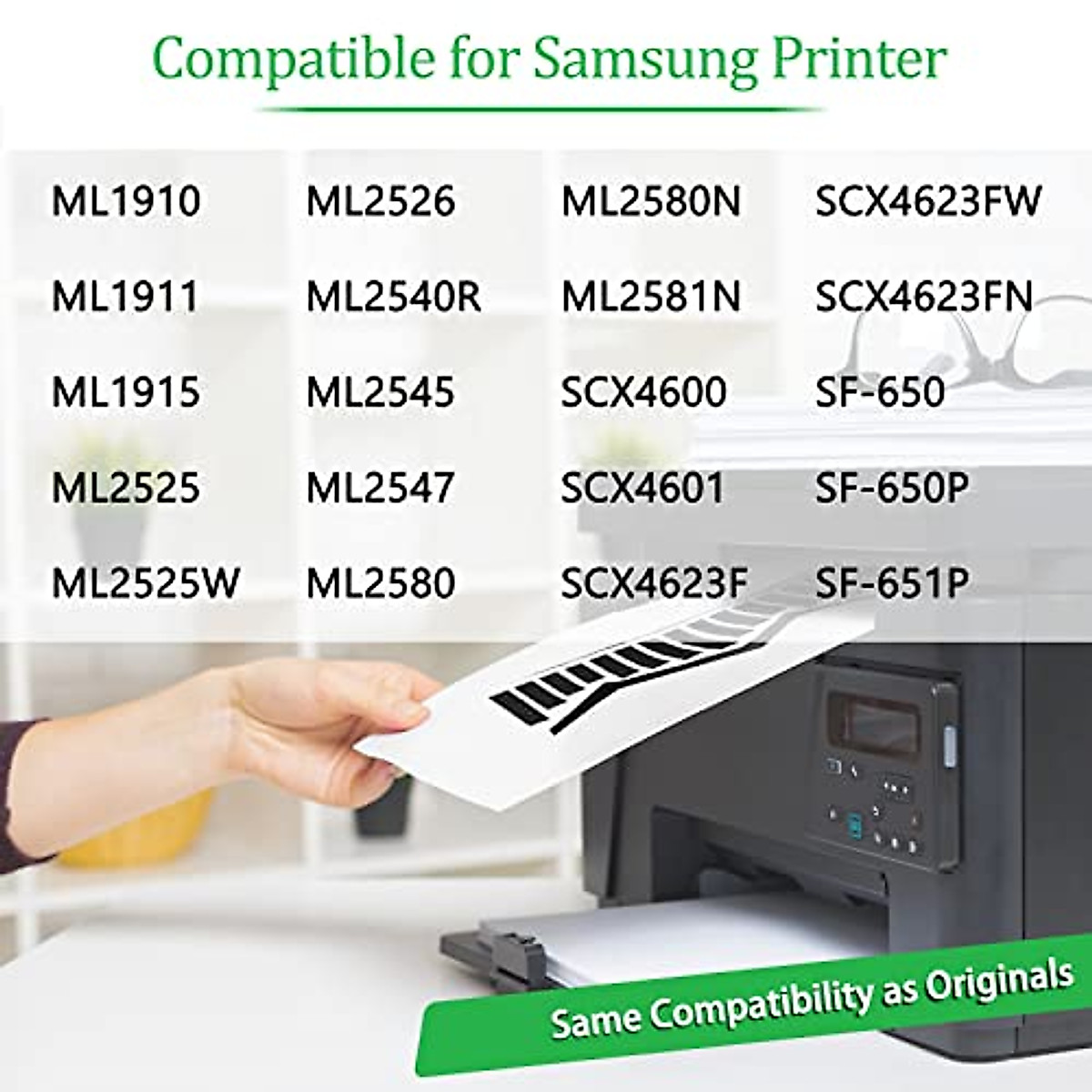 greencycle 2 Pack High Yield Black Toner Cartridge Replacement Compatible for Samsung 105L MLT-D105L MLT D105L Used in ML-2525W ML-2545 ML-1915 SCX-4623FW SCX-4623FN SF-650 SF-650P Printer