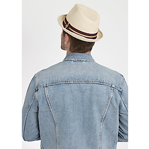 Peter Grimm Men's Standard Depp Natural Straw Fedora, Small-Medium