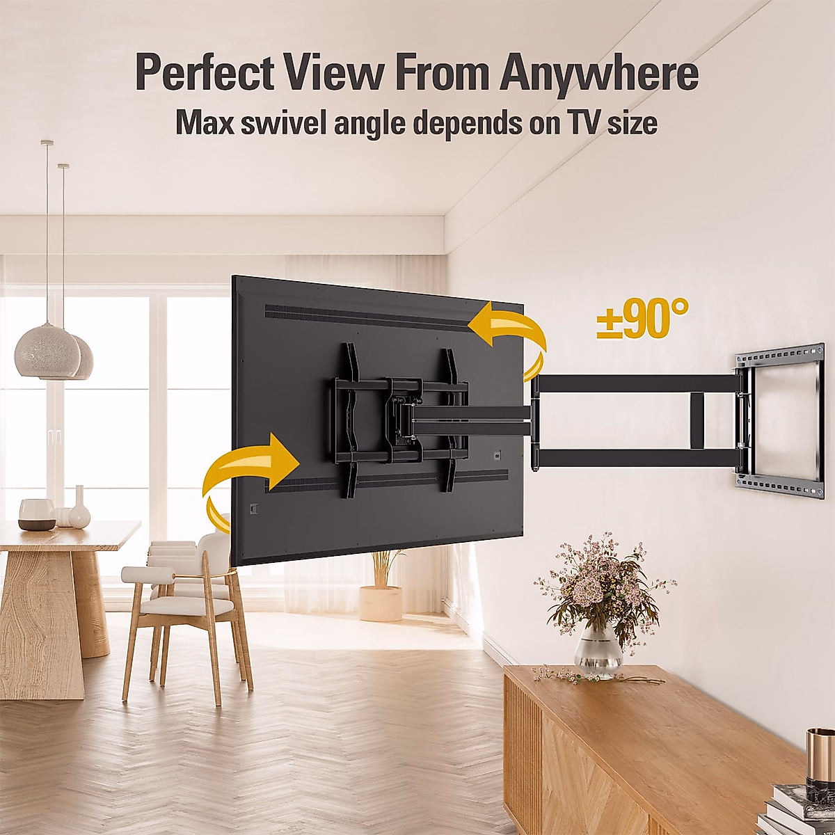Mounting Dream Long Arm TV Wall Mount for Most 42-90 Inch TV, 40 Inch Extension TV Mount Swivel and Tilt, Full Motion Mount Fits Max VESA 800x400mm, 150 lbs. Loading, 16”,18”, 24” Studs