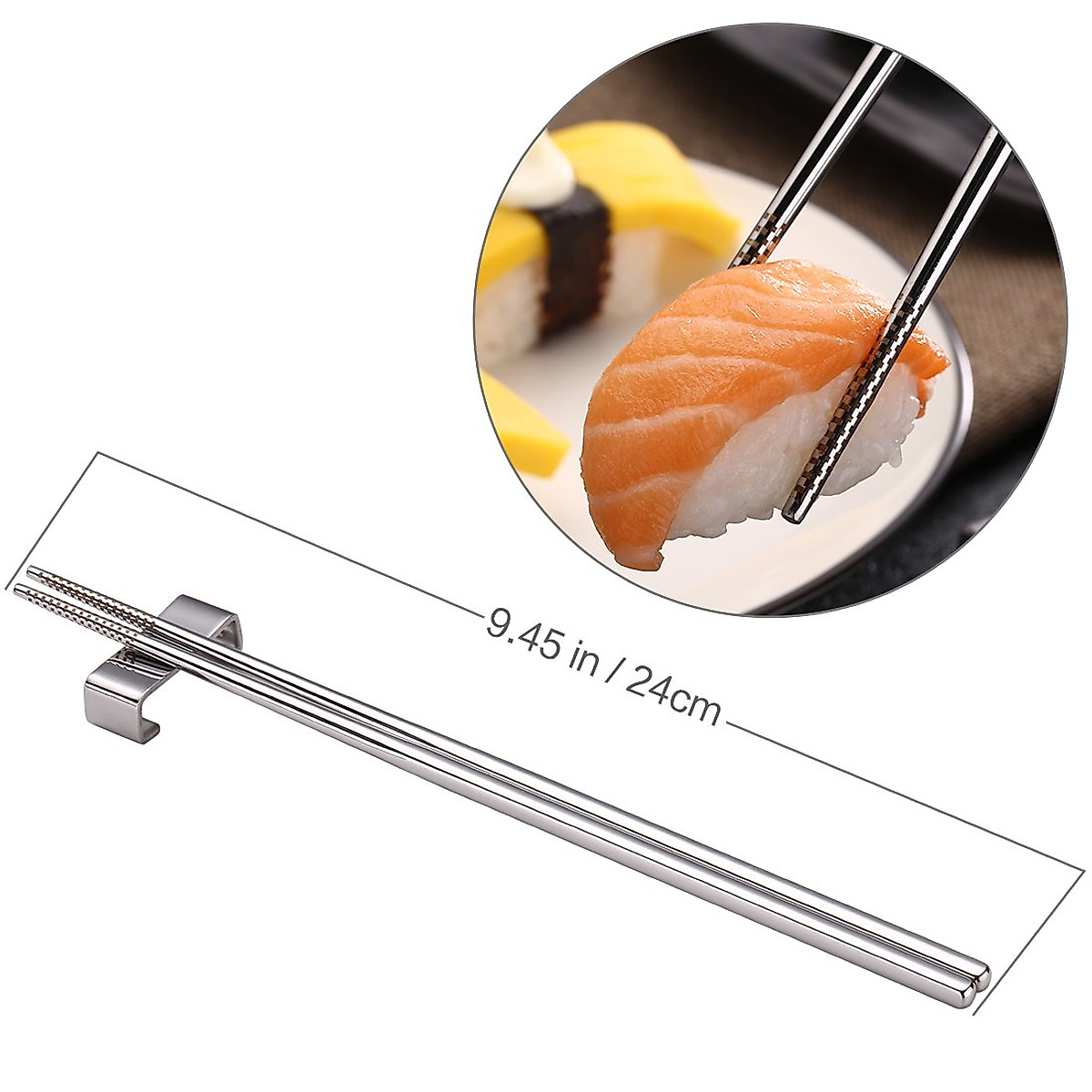 Devico Chopsticks, Metal Chopsticks, 18/10 Stainless Steel Chopstick Set, Reusable, Dishwasher Safe (5 pairs)