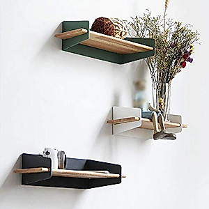 PIBM Stylish Simplicity Shelf Wall Mounted Floating Rack Wooden Collections Living Room Creative,3 Sizes,6 Colors Avaliable, Green , 20X10X13cm