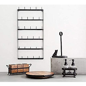 Wooden Cutlery holder Wrought Iron Spoons Stand For Dining Table, multipurpose Holder with 3 Wooden Jar(Black & Brown), 25.4x7.6x10.2 Centimeters