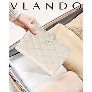 Vlando Travel Jewelry Organizer Case, Jewelry Storage Book Ring Binder with Clear Zipper Velvet Jewelry Pouches Bags for Rings,Necklace,Earrings,Christmas Gifts for Women-Cream White