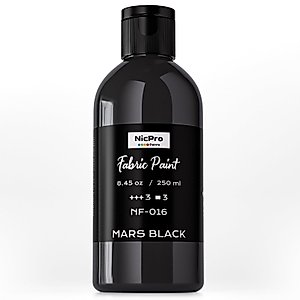 Nicpro Black Fabric Paint for Furniture, 8.45 oz (250 ml) Fabric Paint for Clothes Permanent, Soft Rich Pigment Non-Toxic Textile Paint for Fabric DIY Crafts T-shirts Shoes Jeans for Kid Adult