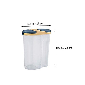 Cabilock Airtight Food Storage Containers Cereal Dispenser Container 2 Compartments Kitchen Food Storage Containers For Cereal Chips Nuts Pasta Rice Snacks Storaging (Blue)