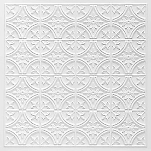 From Plain To Beautiful In Hours 290 Scarlette PVC 2' x 2' Lay-in Ceiling Tile (Covers / 40 sq.ft), White Matte, 10 Piece