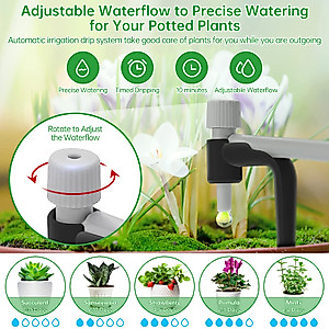 Micro Automatic Drip Irrigation Kit,Solar Power Rechargeable Plant Self Watering System with Timer,Easy to Use,Black)