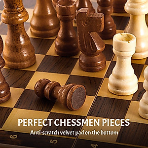 80 Pieces Wooden Checkers Pieces Handcrafted Chess with Drawstring Storage Pouch Classic Wooden Chess Game Set Board Games Accessories in 2 Styles, 2 Colors