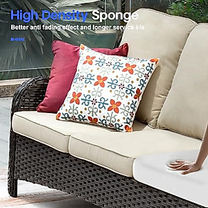 XIZZI Patio Furniture Sets 7 Pieces Outdoor Swivel Rocking Chairs with 50,000 BTU Propane Fire Pit Table All Weather PE Wicker Outside Conversation Sofa Set and Matching Side Table,Brown Wicker Beige