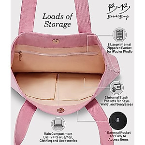 Brook + Bay Corduroy Tote Bag for Women - Boho Bag - Plain Tote Bag with Pockets - Cute Tote Bags Aesthetic - Shoulder Bag