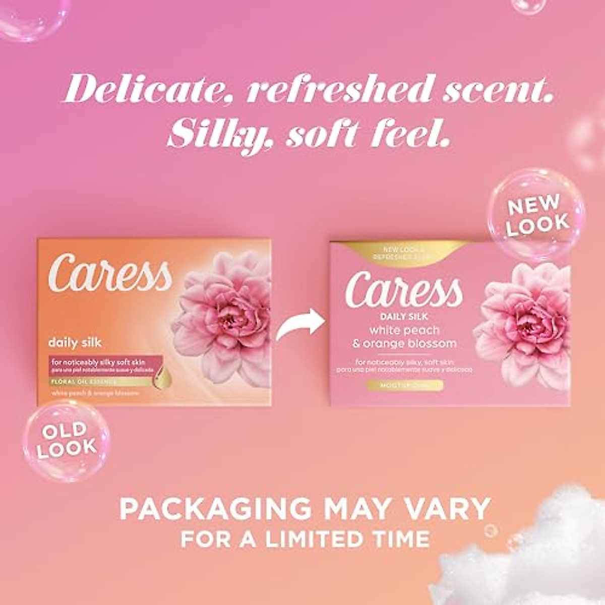 Caress Beauty Bar Soap For Women, Daily Silk With Silk Extract and Floral Oil Essence Moisturizing Body Soap for Silky, Soft Skin, 3.75 oz, 2 Bath Bars