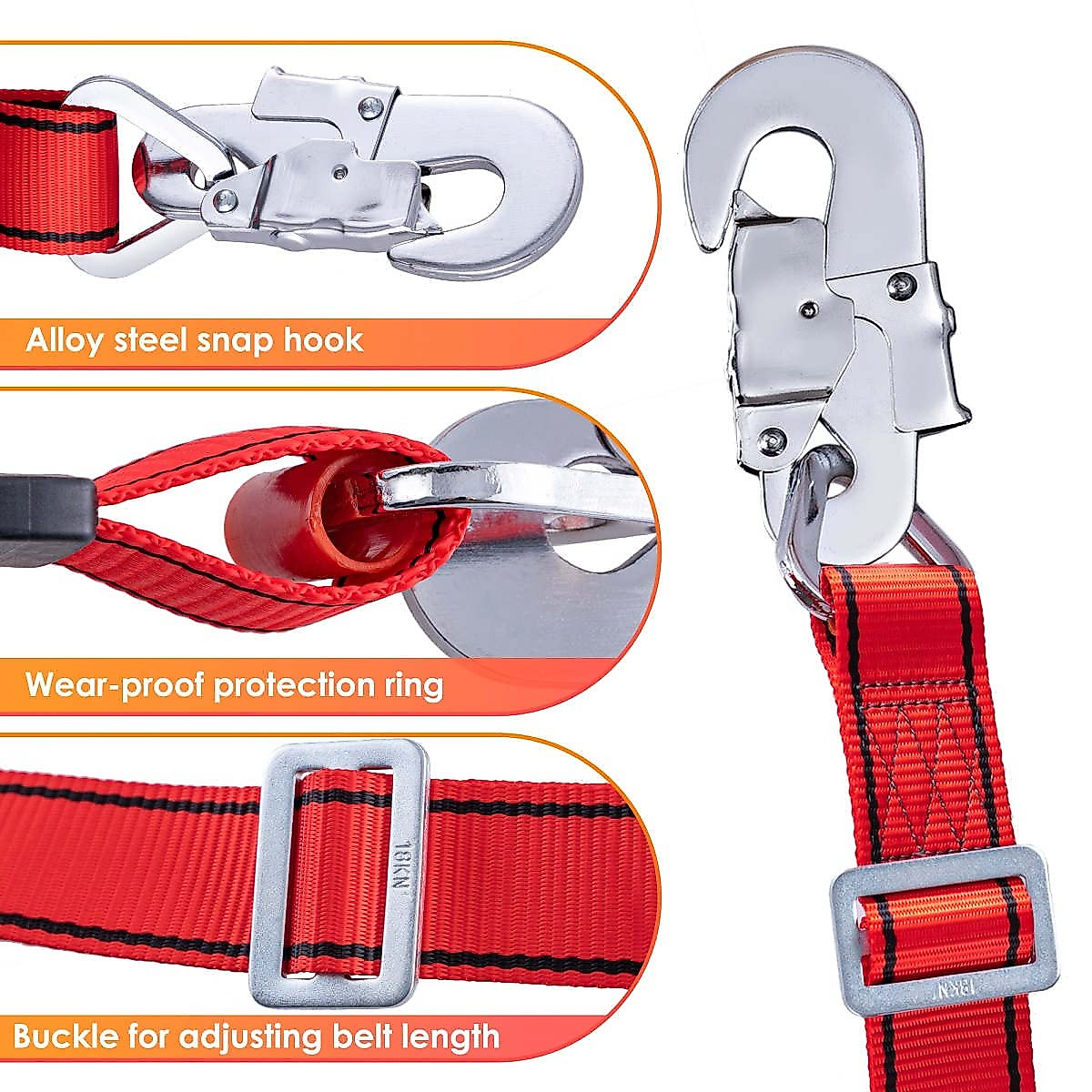 HandAcc Hunting Safety Belt with Adjustable Lanyard, Tree Climbing Belt Restraint Lanyards, Add Level of Safety for Hunting, Hanging Stand Or Step, Trimming Tree, Putting Up Deer Stand