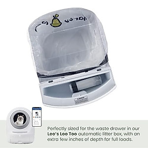 Leo's Loo Too by Casa Leo I Waste Litter Drawer Liner Bags for Automatic Litter Boxes I Heavy Duty 2mil Thick with Drawstring I Unscented 25 count
