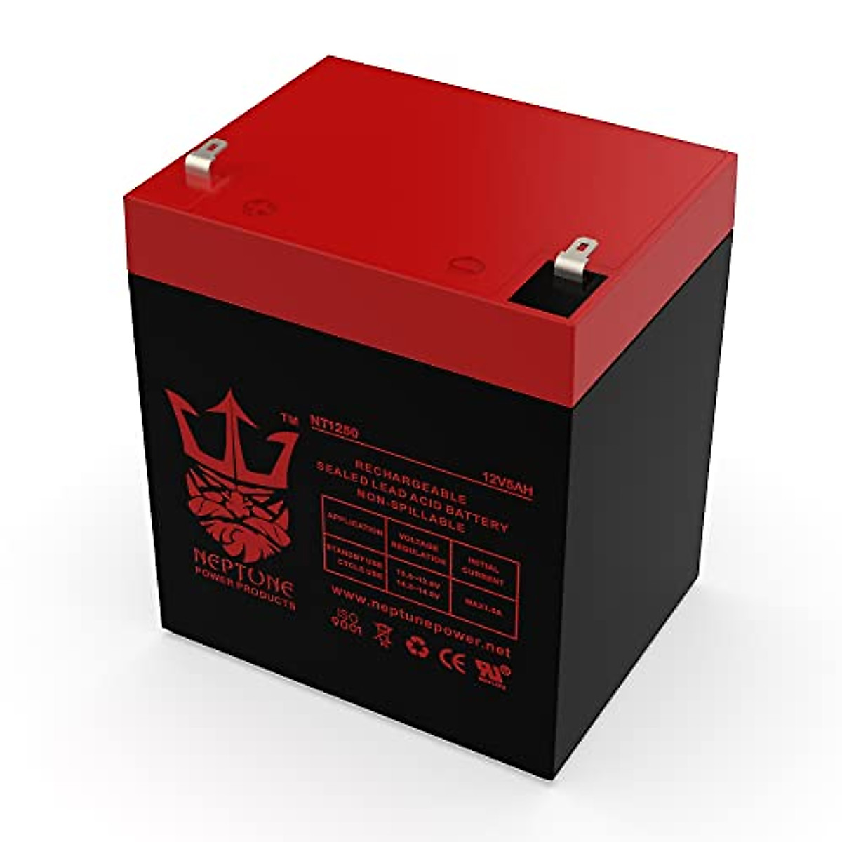 Neptune Power Products NT1250 12V 5AH Replacement Battery for Home Alarm System Battery Back Up Vista 20P ADT W/ F1 Terminals Quick & Easy Connection