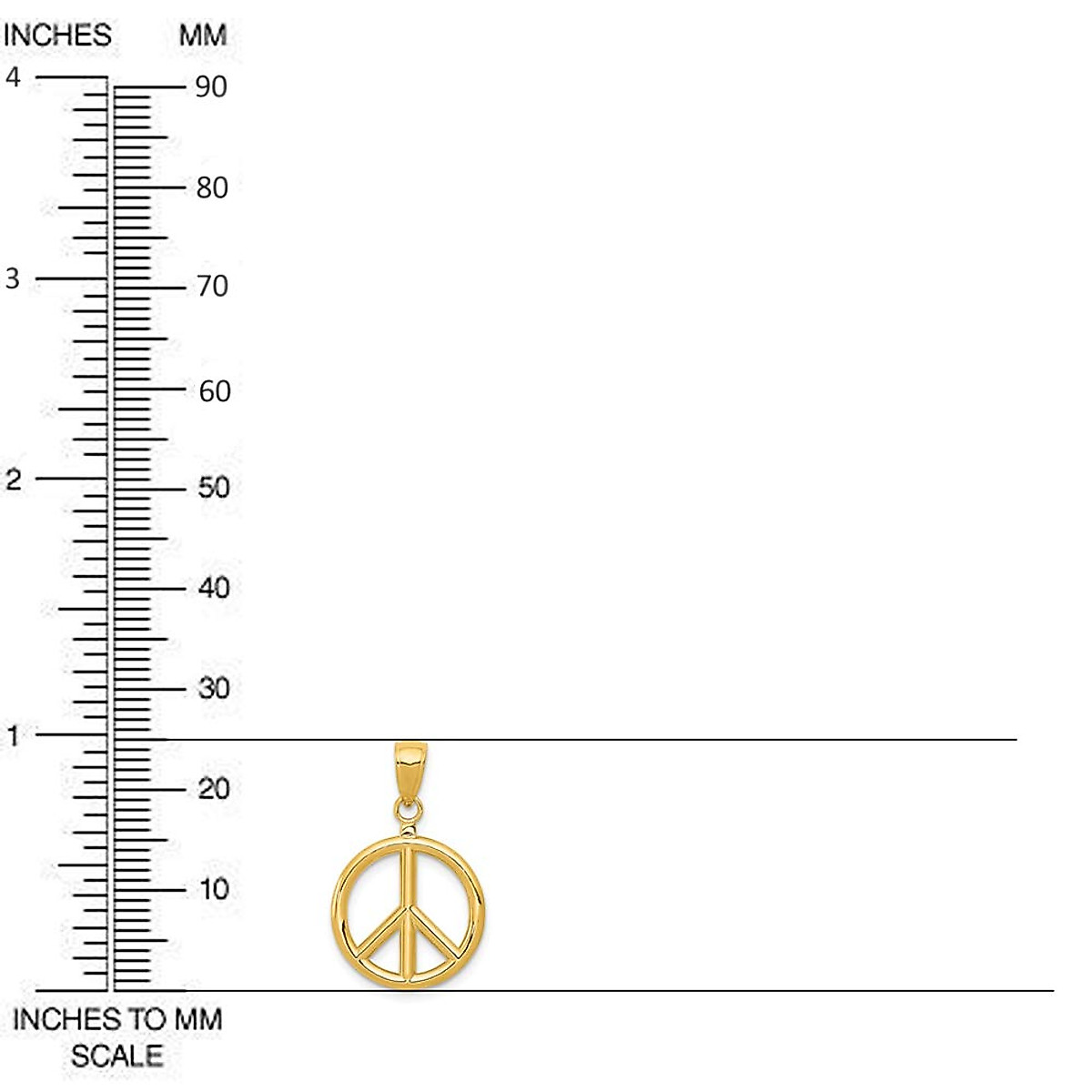 Diamond2Deal 14k Yellow Gold 3D Polished Peace Sign Charm Fine Jewelry for Women