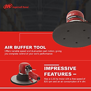 Ingersoll Rand 328B Dual Action Geared Orbital Air Sander, 8" Adhesive Pad, 5/32" Orbit, 825 RPM, 0.25 HP