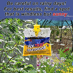 Glovv 6 Pack Disposable Fly Traps Outdoor Hanging, Fly Trap Bags with Natural Attractant Bait, Flying Insect Trap and Bug Catcher Control Flies in Barn Farm or Ranch, Patio