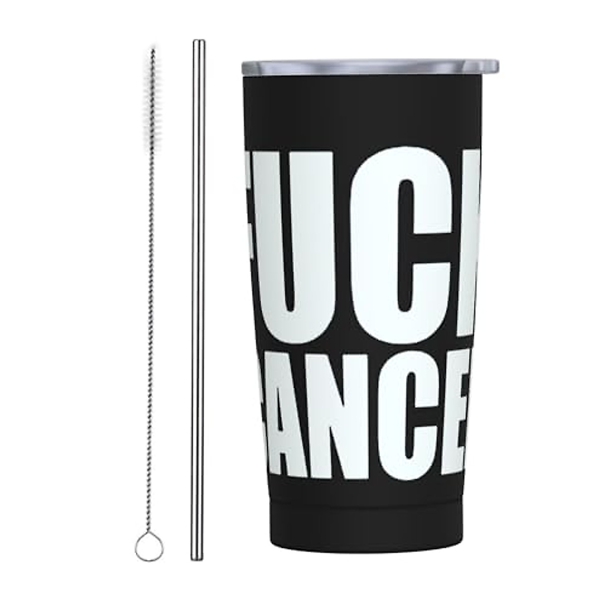 QIANGLAI Fuck-Cancer Stainless Steel Insulated Drinking Sport Cup Coffee Mug 20 Ounce with Lids and Straws