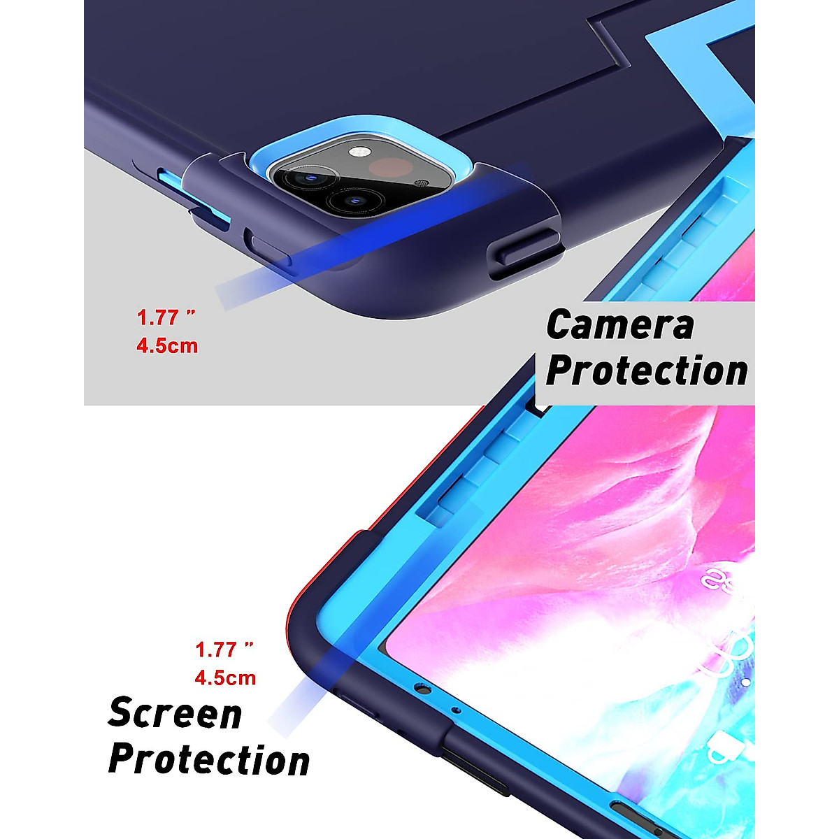 iPad Pro 12.9" Case 2022 2021 2020 2018,AICase Heavy Duty Hybrid Shockproof Hard Cover Rubber Stand with Screen Protector+Stytus for Apple iPad Pro 12.9-inch (6th,5th, 4th & 3rd Gen)