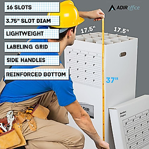 Adir Cardboard Roll File Storage Organizer - Vertical File Sorter - Blueprint, Poster, Plans, Gift Wrap, And Map Holder Station-16 Slots (for Rolls up to 37 Inches Long)