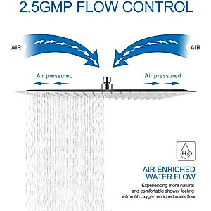 16 Inch Rain Shower Head Brushed Nickel Ceiling Mount 304 Stainless Steel High Pressure Rainfall Showerhead Ultra Thin Water Saving