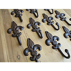 for 10 Large Cast Iron Fleur De Lis Coat Hooks Hook Hall Tree Hat Dog Leash Fluer Hooks & Hangers Home & Garden