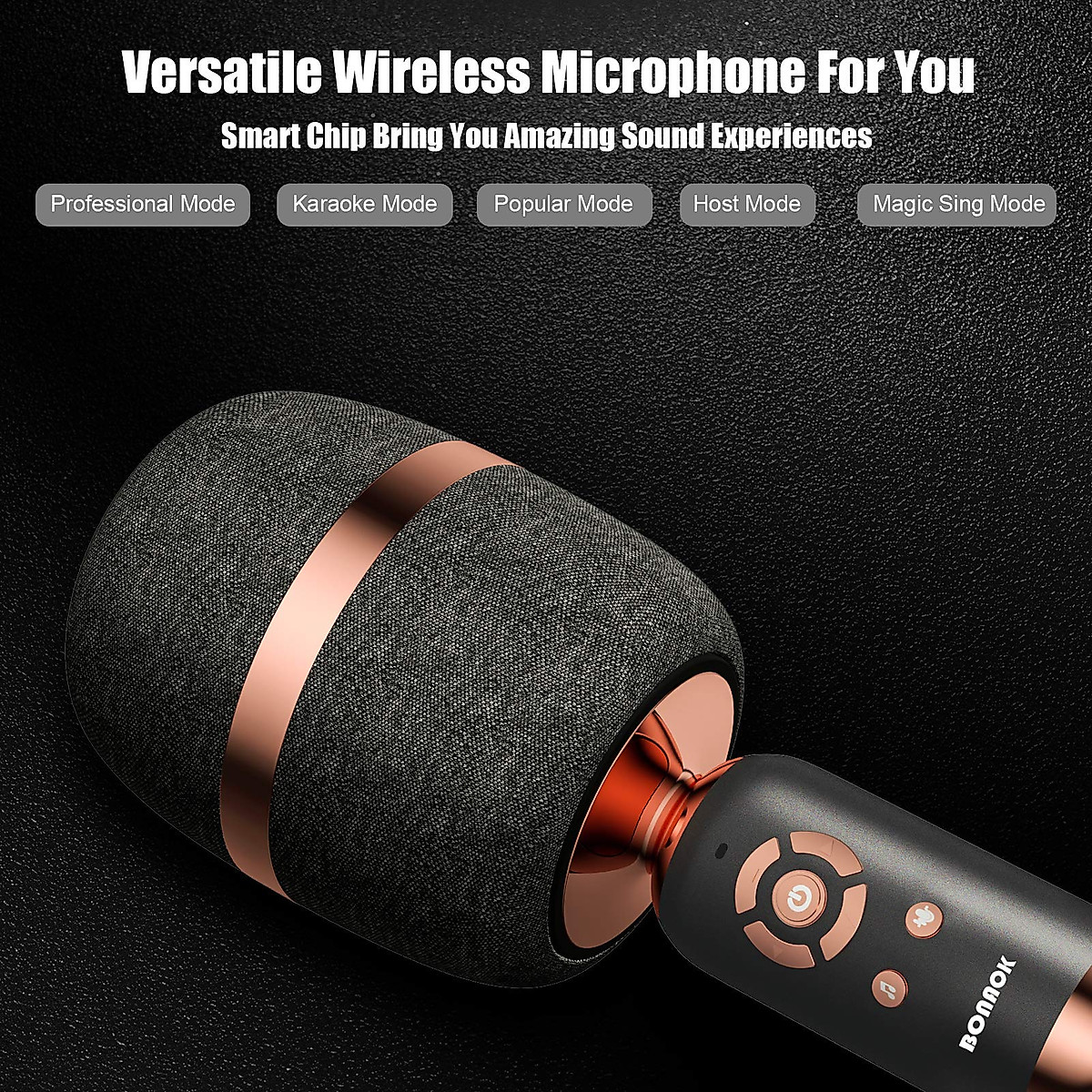 BONAOK Wireless Bluetooth Karaoke Microphone, Portable Mic Singing Machine for PC/All Smartphones Home Party Indoor Outdoor Q3(Gray)