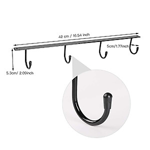 Tonxus Under Cabinet Coffee Mug Holder Rustic Cup Hook Iron Mug Storage Hanger Under Shelf Hanging Mug Organizer Rack for Mugs, Coffee Cups and Kitchen Utensils Display (Black)