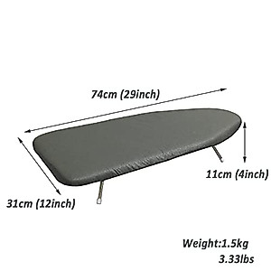 Fayaww Small Tabletop Ironing Board 12x29inch, Lightweight Ironing Board with Stable Legs,Heat Reflective Cover and Hanging Hook,Black