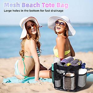 Bihoonge Mesh Shower Caddy,Upgraded 8 Compartment Large Capacity Shower Bag, College Dorm Room Essentials, Beach, Swimming, Gym, Bathroom Shower Bag (Black)