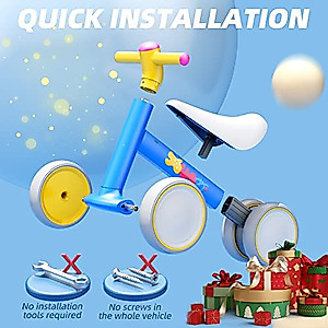 XJD Baby Balance Bikes Bicycle Baby Toys for 1 Year Old Boy Girl 10 Month -24 Months Toddler Bike Infant No Pedal 4 Wheels First Bike or Birthday Gift Children Walker (Blue Yellow, Upgrade)