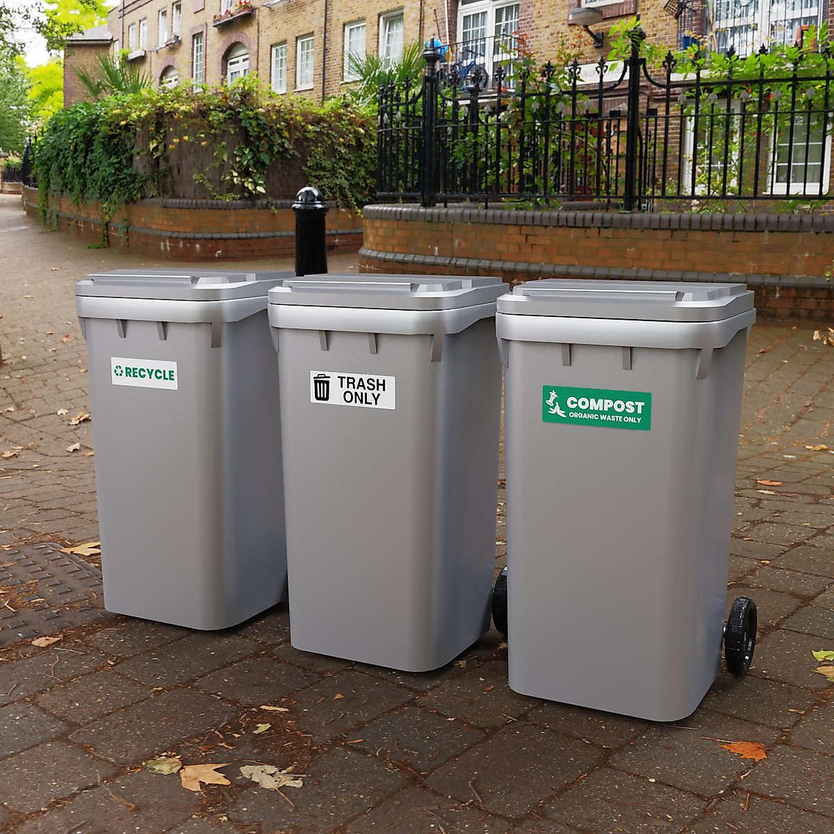 Recycle Trash Compost Sticker Set – Heavy-Duty Trash Bin Labels - 3-5 Year Indoor/Outdoor Rated - Weather Proof, Ultra Durable - USA Made (6x2 inch), 2 Labels of Each, 6 Total